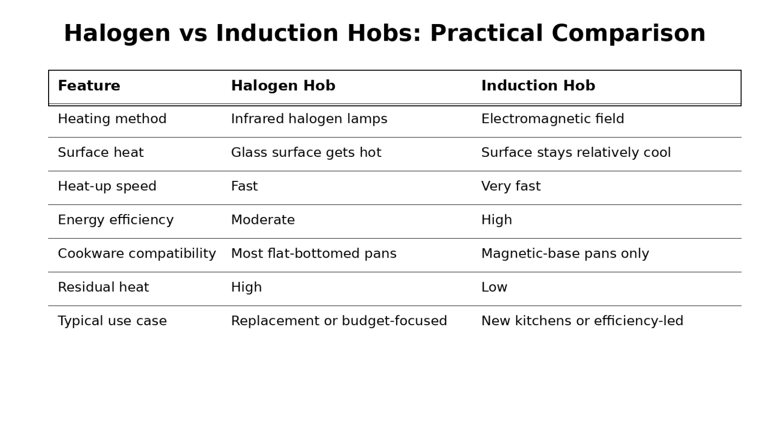 Halogen Hobs Explained: How They Work, Pros, Cons & Comparisons